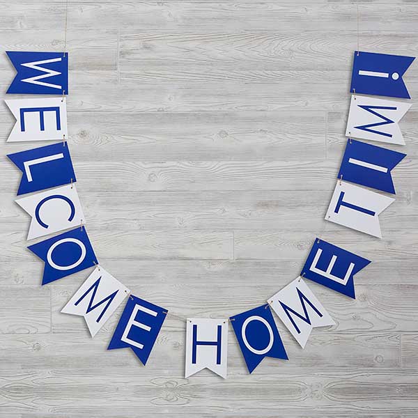 Write Your Own Personalized Welcome Home Bunting Banner - 32 Flags
