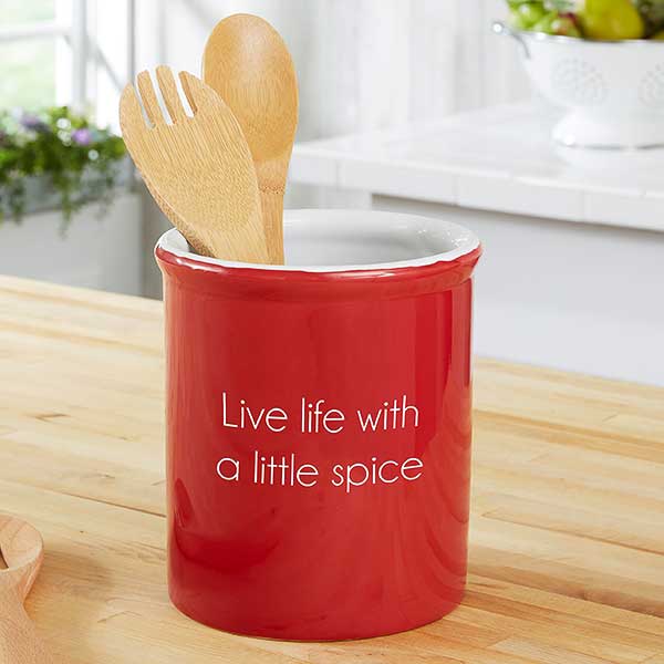 Personalized Kitchen Utensil Holder - Classic Red