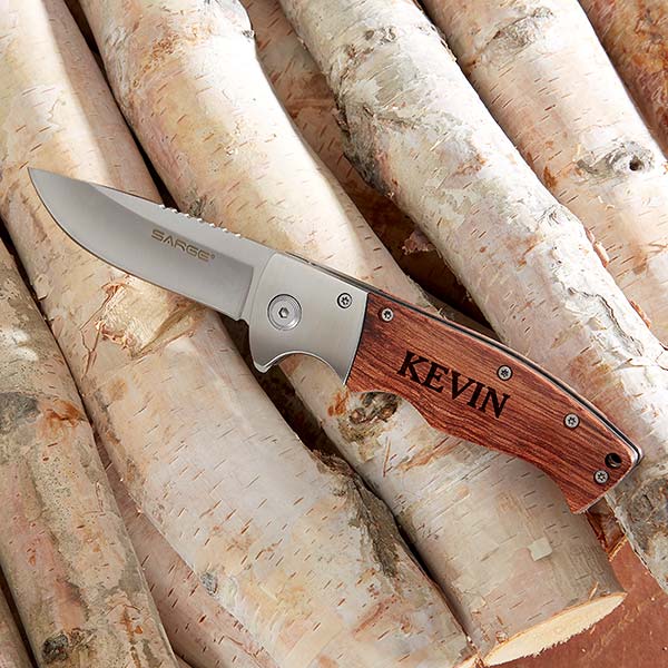 Groomsman Personalized Wooden Handle Folding Knife