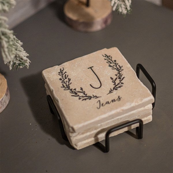 Personalized Stone Coasters - Floral Farmhouse