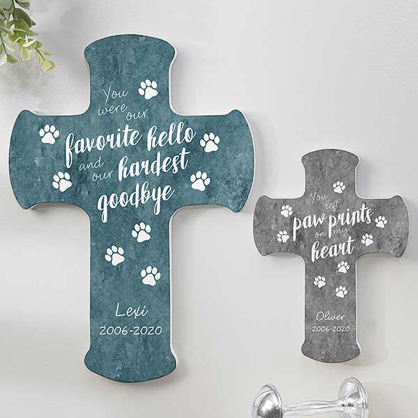 Paw Prints On My Heart Personalized Wall Cross