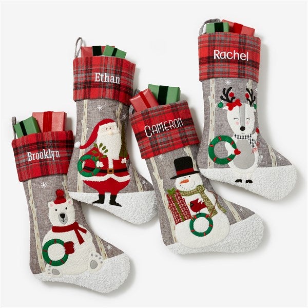 Personalized Plaid Character Christmas Stockings