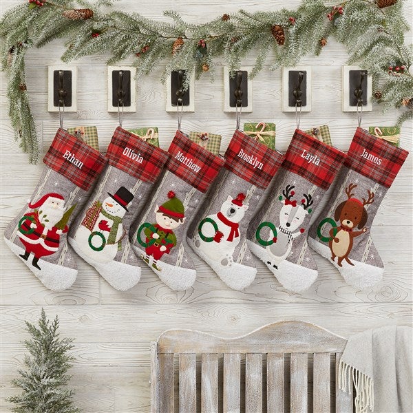Personalized Plaid Character Christmas Stockings