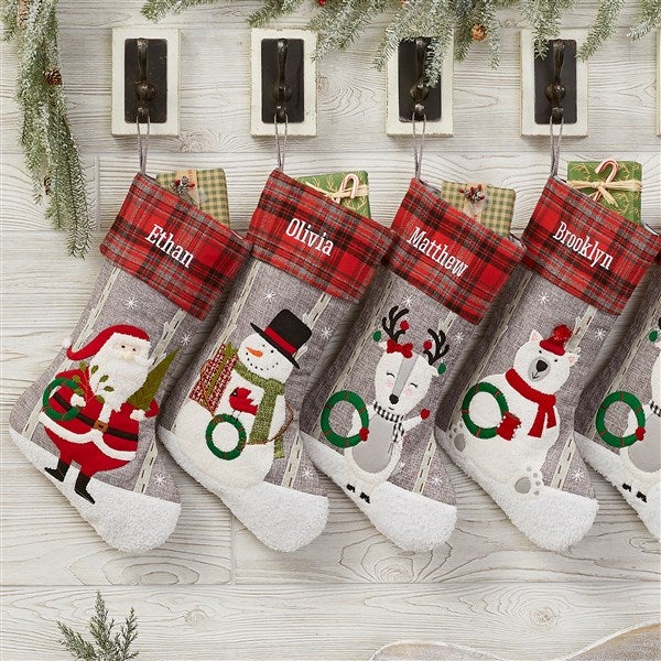 Personalized Plaid Character Christmas Stockings