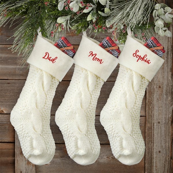 Ivory Cozy Cable Knit Personalized Christmas Stocking