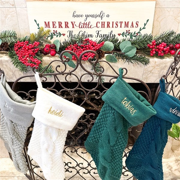 Ivory Cozy Cable Knit Personalized Christmas Stocking