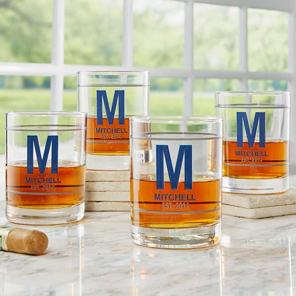 Monogram And Name Personalized Whiskey Glasses
