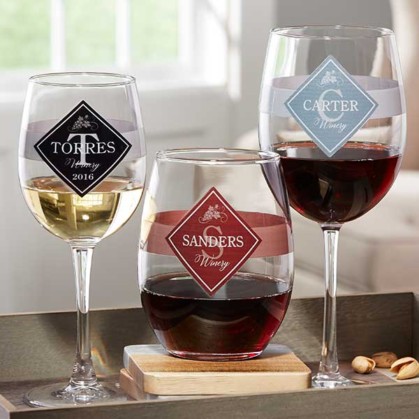 Family Winery Personalized White Wine Glass