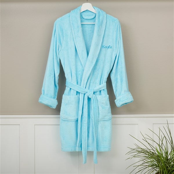 Classic Embroidered Short Fleece Robe