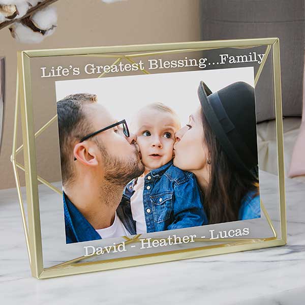 Gold Prisma Engraved Glass Photo Frame