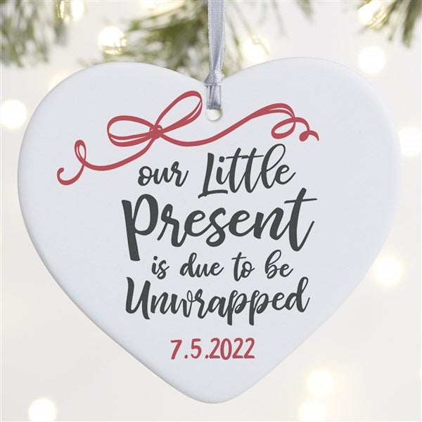 1-Sided Our Little Present Personalized Expecting Ornament