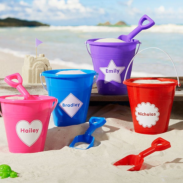 Personalized Plastic Beach Pail & Shovel - Shapes
