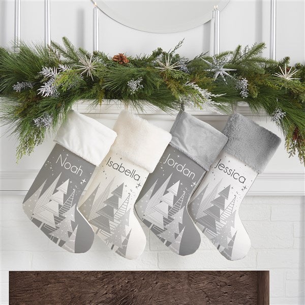 Frosty Neutrals Personalized Ivory Christmas Stockings