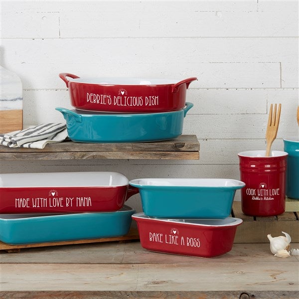 Made With Love Personalized Red Casserole Baking Dish