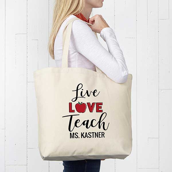 Live Love Teach Large Teacher Tote Bag