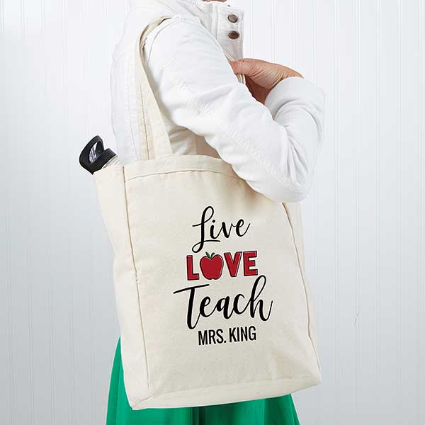 Live Love Teach Personalized Teacher Tote Bags