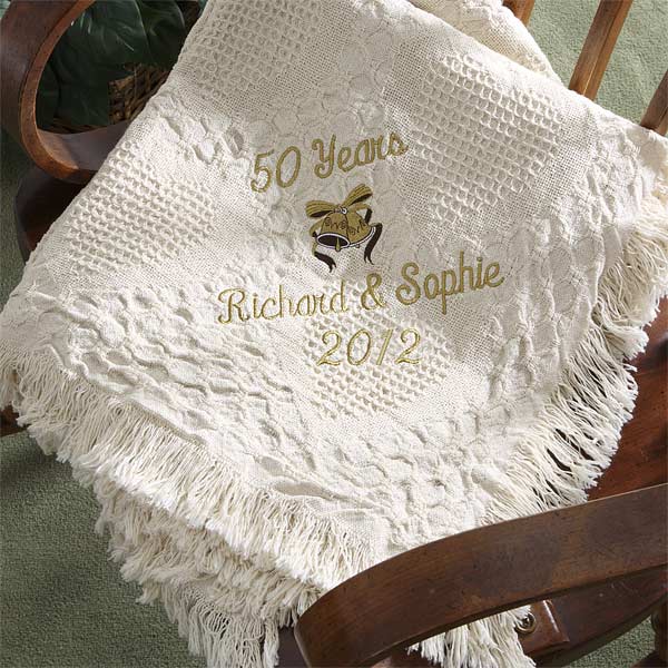 Golden 50th Anniversary Personalized Afghan
