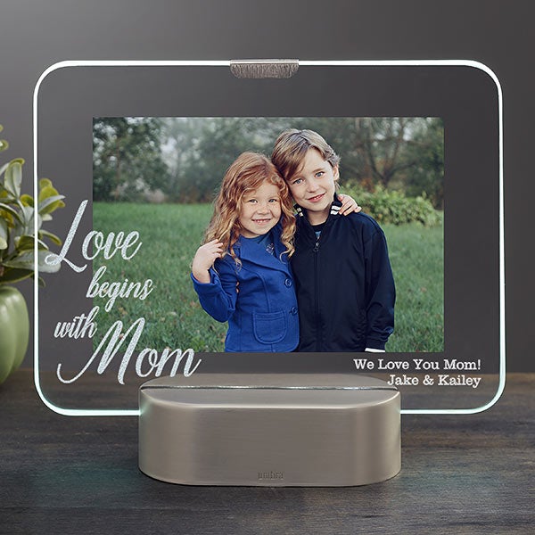 Love Begins With Mom Personalized LED Picture Frame - Horizontal