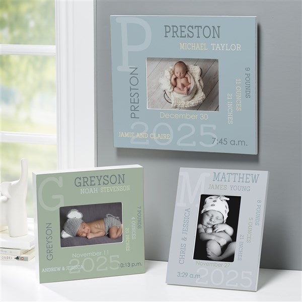 Modern All About Baby Boy Personalized 5x7 Wall Frame - Horizontal