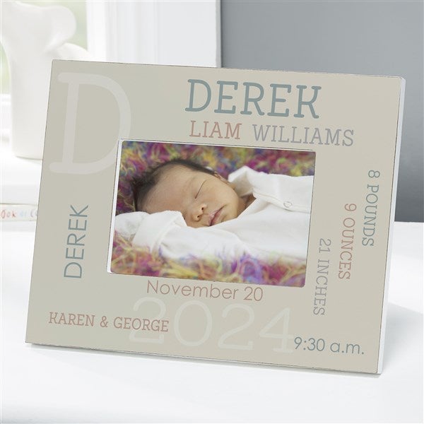 Modern All About Baby Boy Personalized 4x6 Tabletop Frame - Horizontal