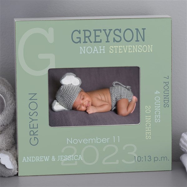 Modern All About Baby Boy Personalized 4x6 Box Frame - Horizontal