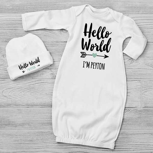 Hello World Personalized Baby Gown