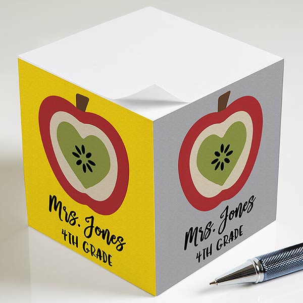 Teacher Icon Apples Personalized Paper Note Cube