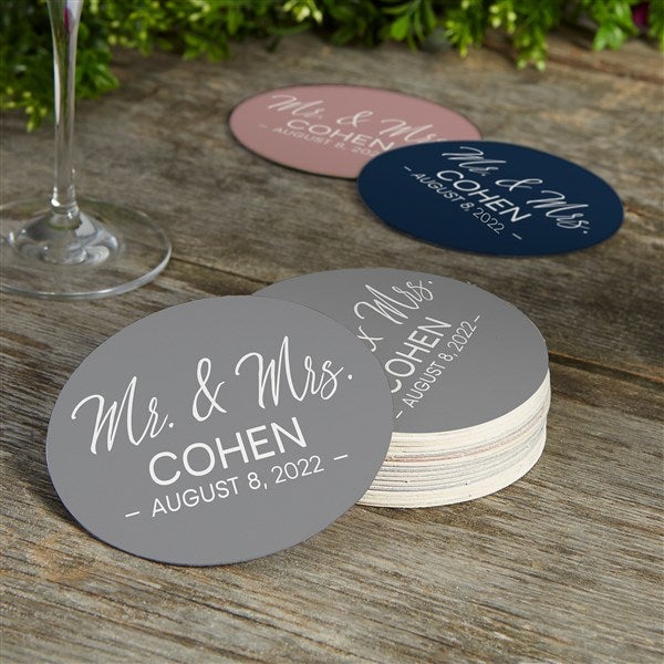Stamped Elegance Wedding Personalized Paper Coasters
