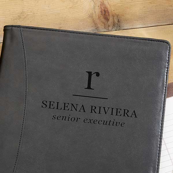 Initial Monogram Personalized Full Pad Portfolio - Black