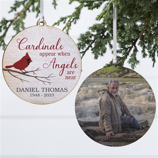 Cardinal Memorial Personalized Wood Photo Ornament