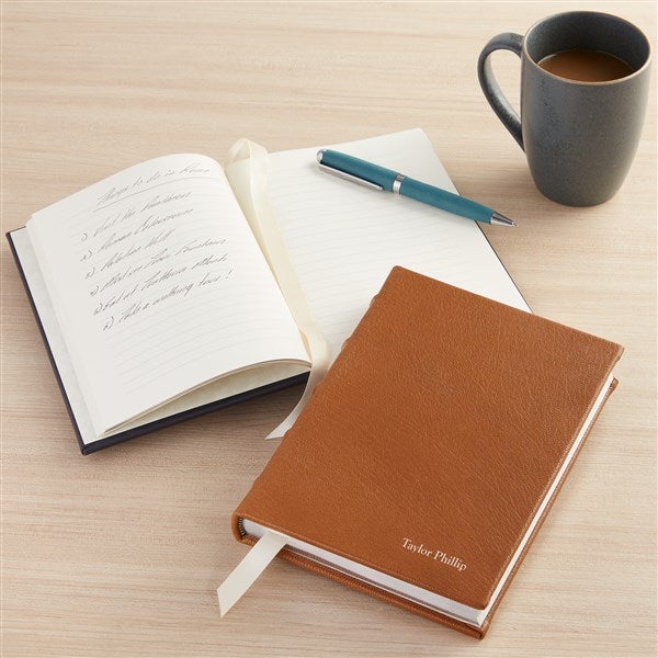 Premium Debossed Leather Journal - Tan