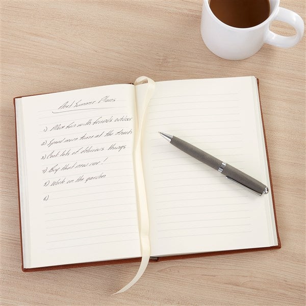 Premium Debossed Leather Journal - Tan