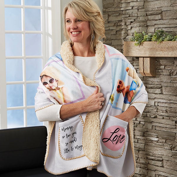 Love Photo Collage Personalized Cuddle Wrap
