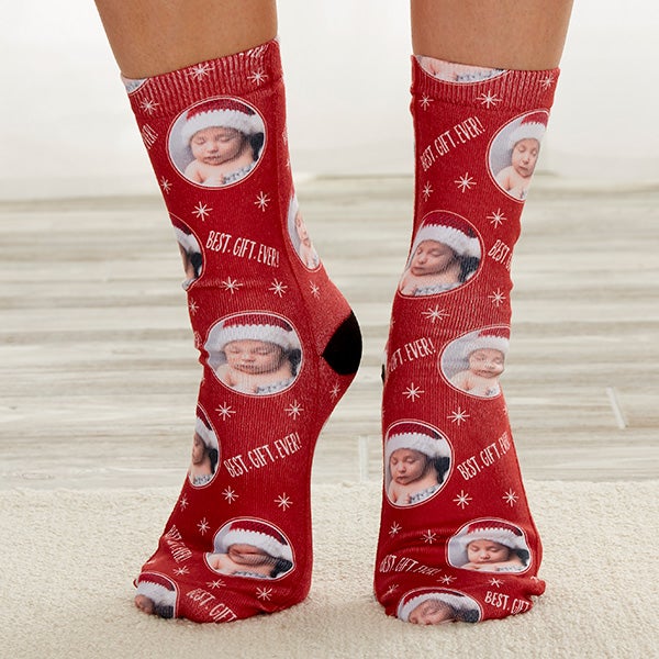 Christmas Photo Personalized Socks for Adults