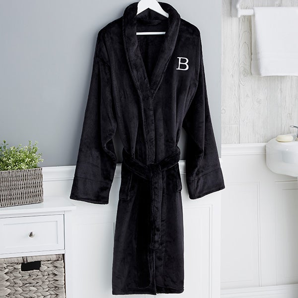 Personalized Luxury Fleece Robe - Black - Romantic Gifts
