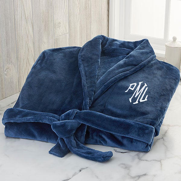 Personalized Luxury Fleece Robe - Navy - Romantic Gifts