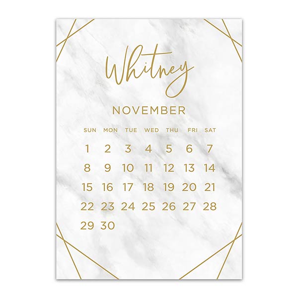 Geo Marble Personalized Wooden Easel Calendar