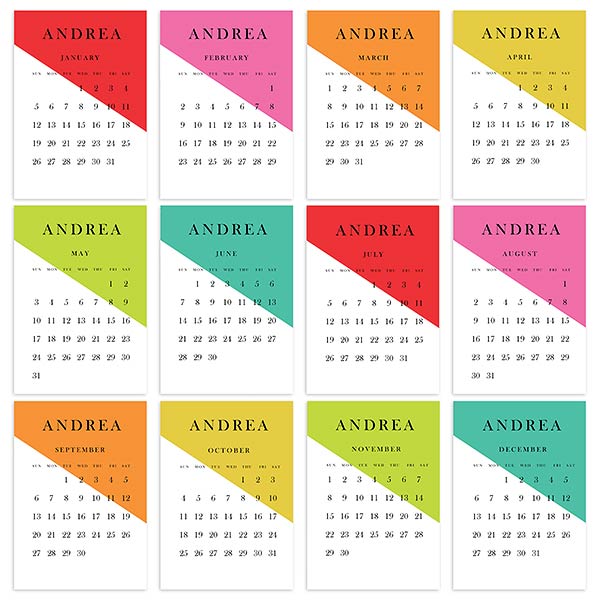 Color Block Personalized Easel Desk Calendar