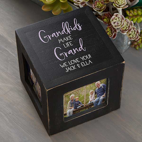 Grandkids Personalized Photo Cube - White