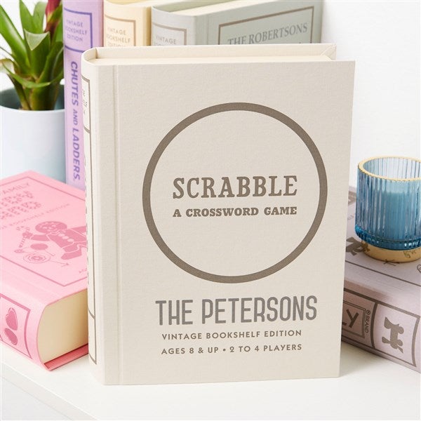 Personalized Scrabble Board Game - Vintage Bookshelf Edition