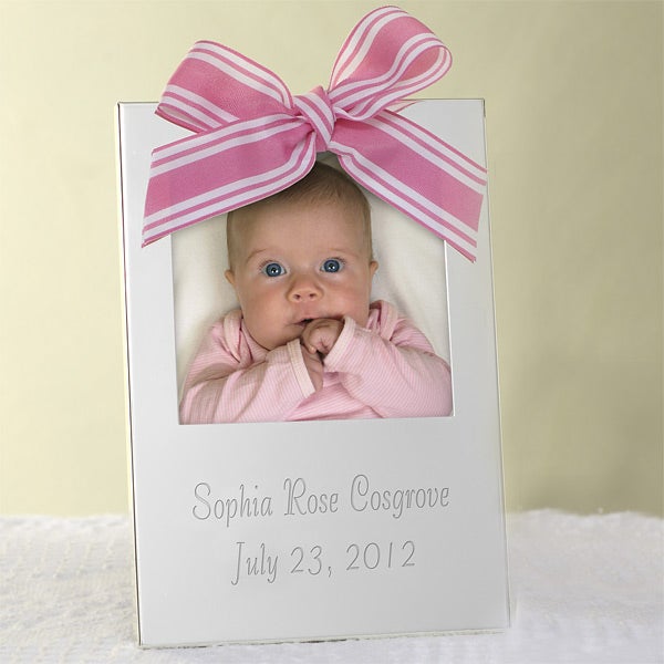 Personalized Silver Baby Picture Frame - Precious New Arrival Design