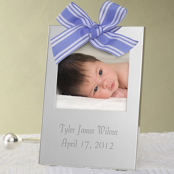 Personalized Silver Baby Picture Frame - Precious New Arrival Design