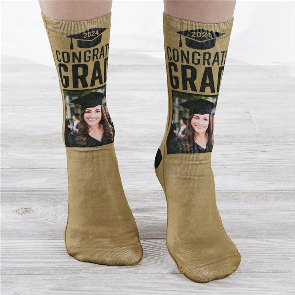 Congrats Grad Personalized Photo Graduation Socks