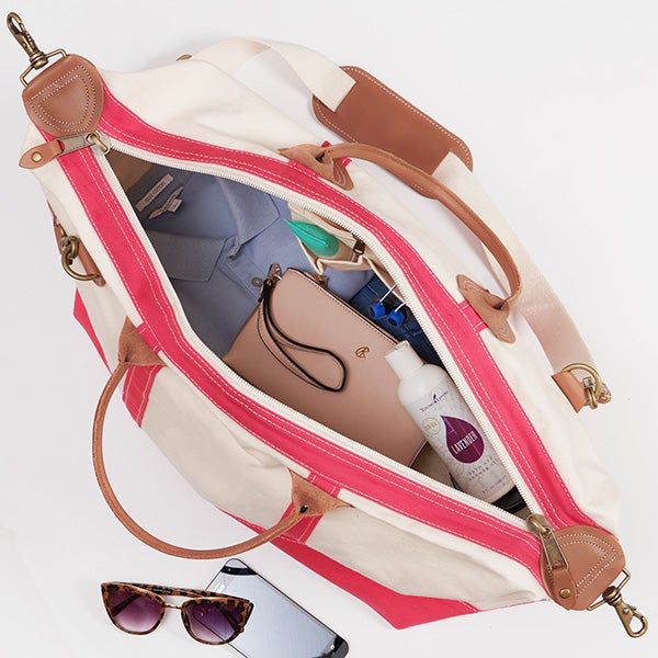 Playful Name Embroidered Canvas Duffel Bag - Pink