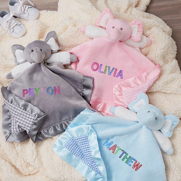 Rainbow Name Personalized Elephant Baby Blankie