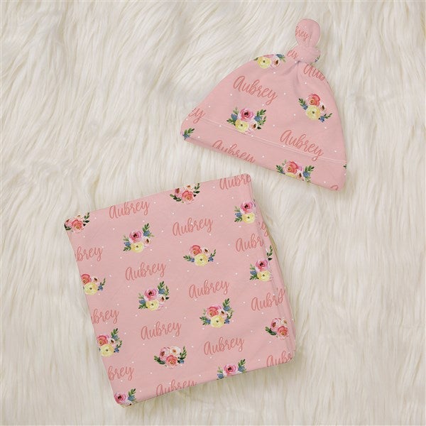 Floral Baby Personalized Receiving Blanket