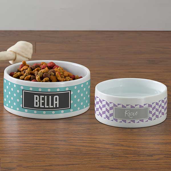 Pattern Play Personalized Dog Bowl - Large