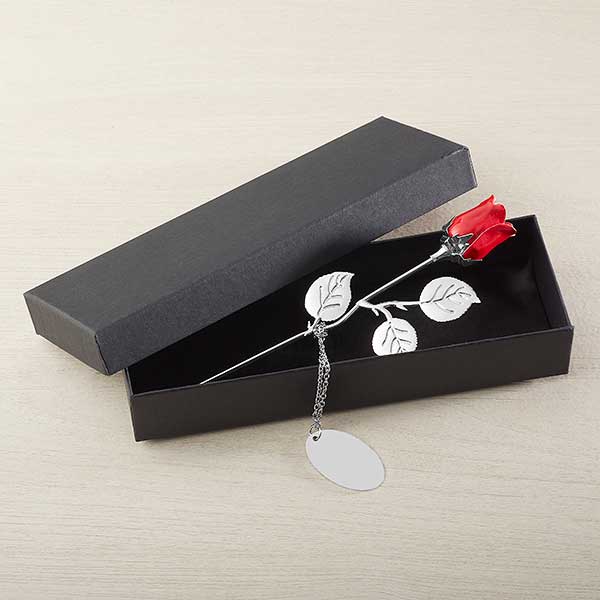 Custom Engraved Silver Rose Keepsake Gift for Her