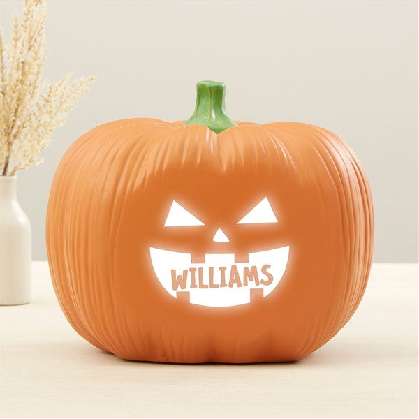 Jack-o'-Lantern Personalized Light Up Resin Pumpkin