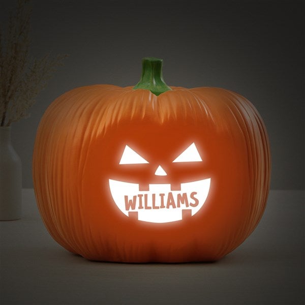 Jack-o'-Lantern Personalized Light Up Resin Pumpkin